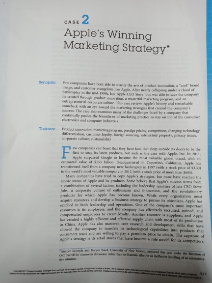 Solved 2 Apple's Winning Marketing Strategy CASE Synopsis: | Chegg.com