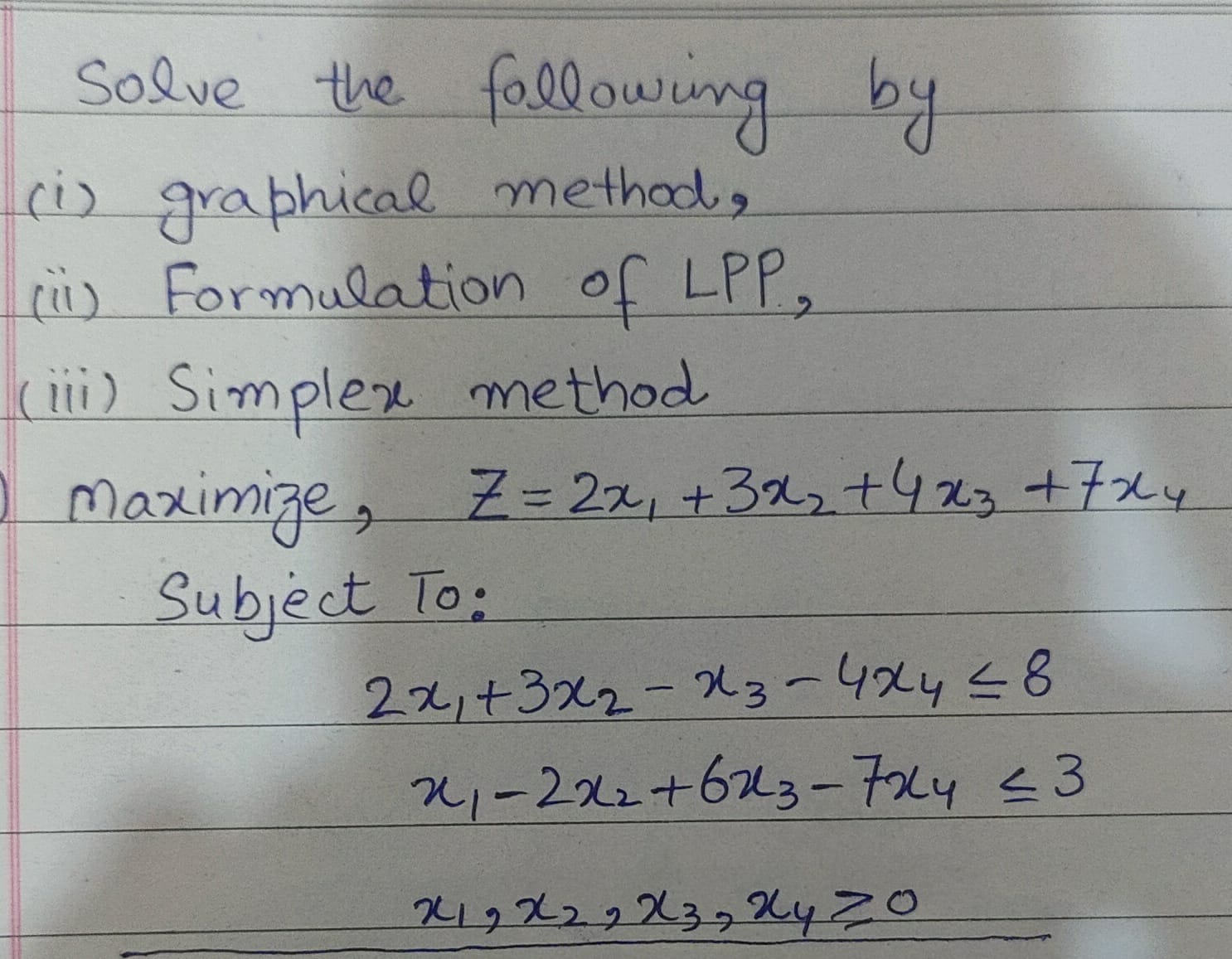 Solved Solve the following by(i) ﻿graphical method,(ii) | Chegg.com