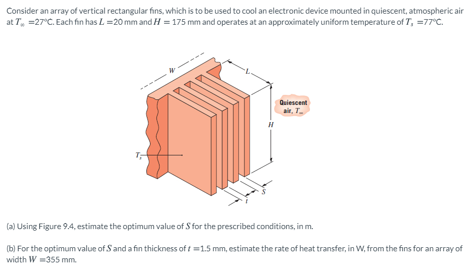 Solved Consider an array of vertical rectangular fins, which | Chegg.com