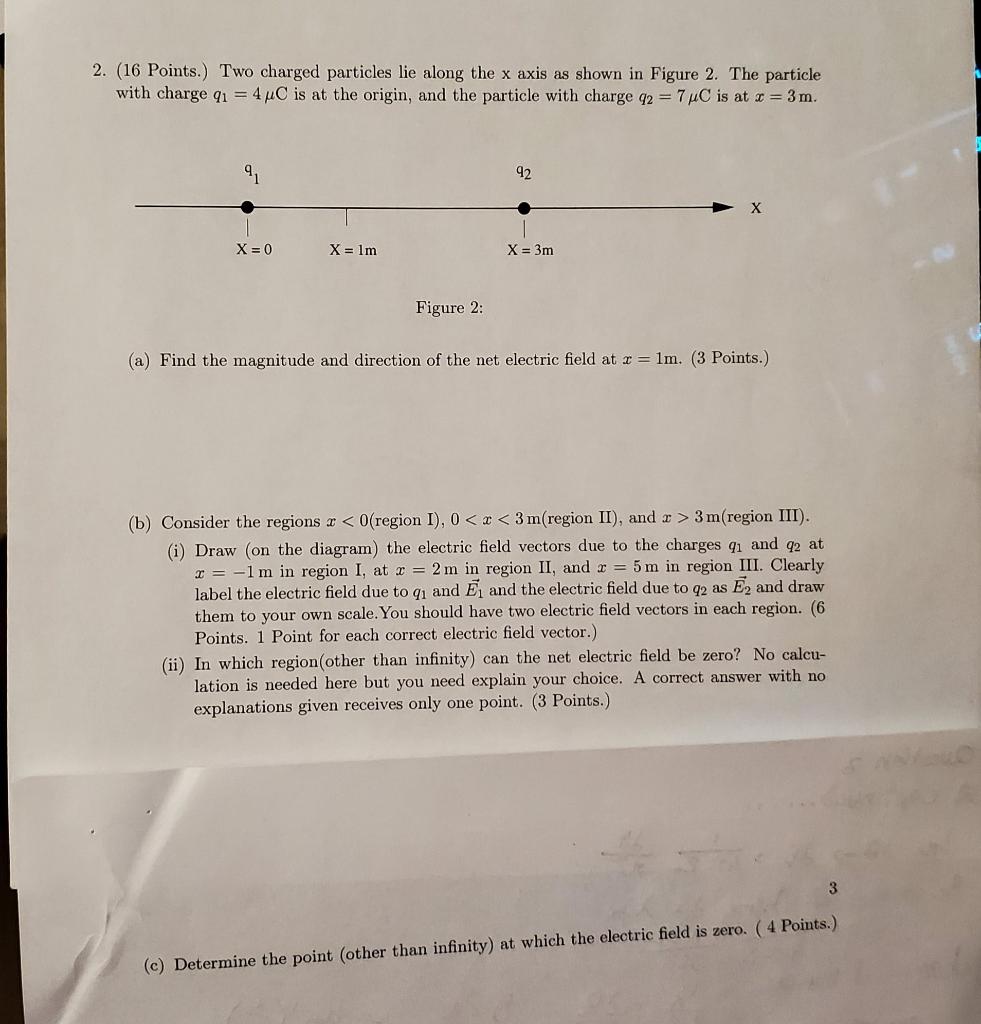 Solved 2. (16 Points.) Two charged particles lie along the x | Chegg.com