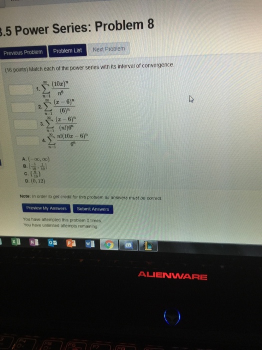 Solved .5 Power Series: Problem 8 Problem List Next Problem | Chegg.com