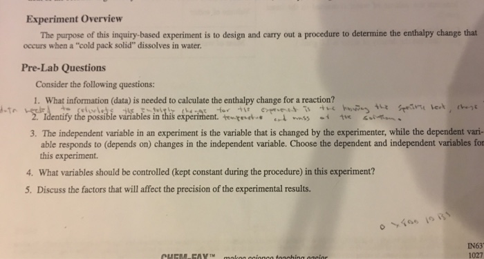 Solved Experiment Overview The purpose of this inquiry-based | Chegg.com