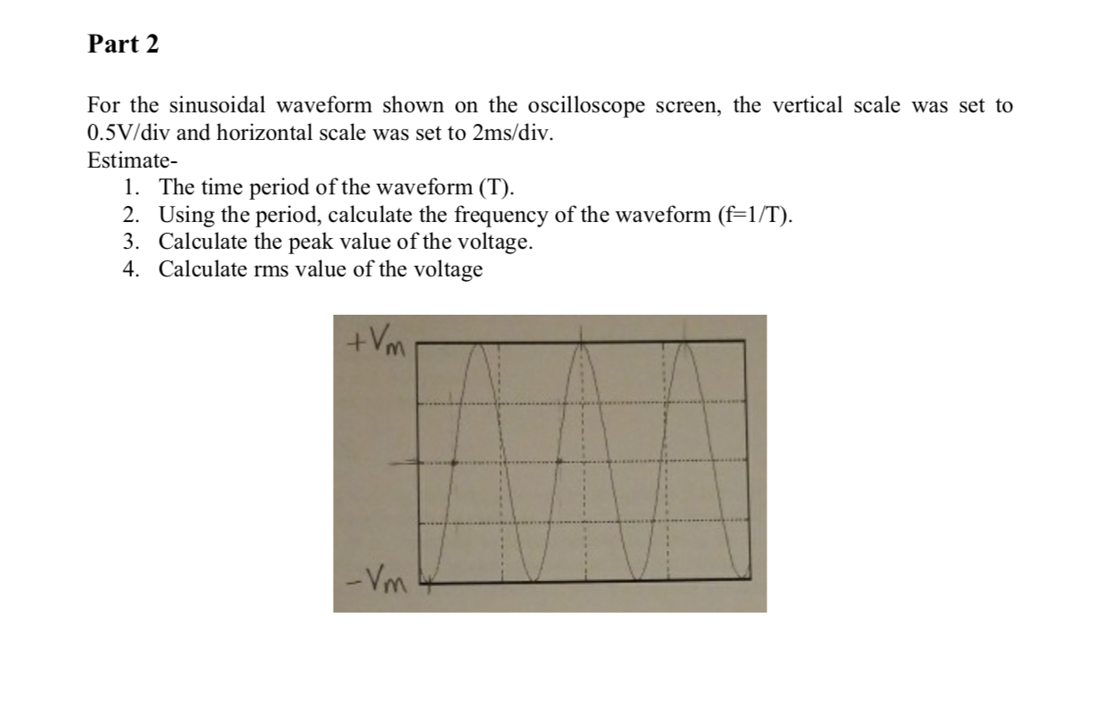 Solved Part 2 For the sinusoidal waveform shown on the | Chegg.com