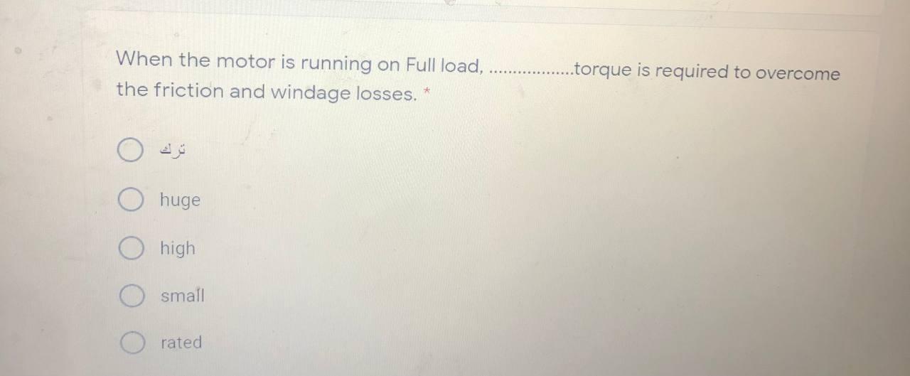 Solved When the motor is running on Full load, the friction | Chegg.com