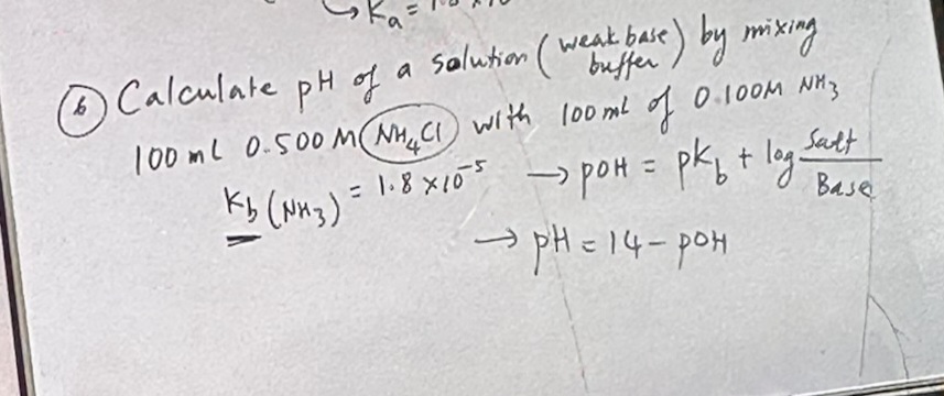 Solved (6) ﻿Calculate pH of a solution (weak base) ﻿by | Chegg.com
