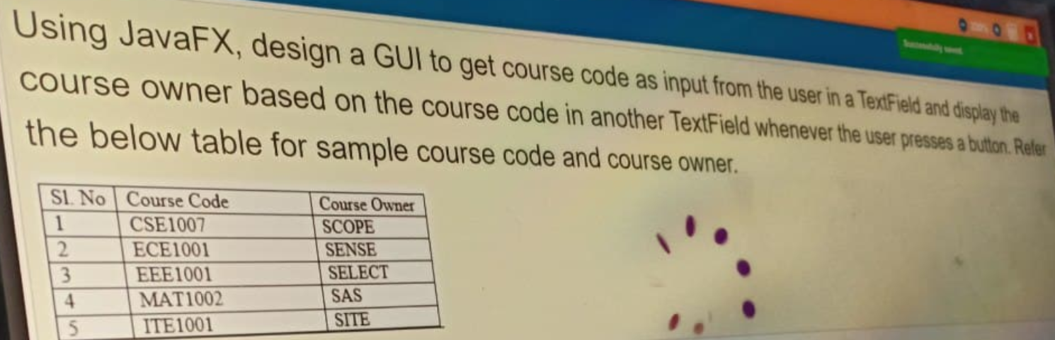 Solved Using Javafx Design A Gui To Get Course Code As 4731