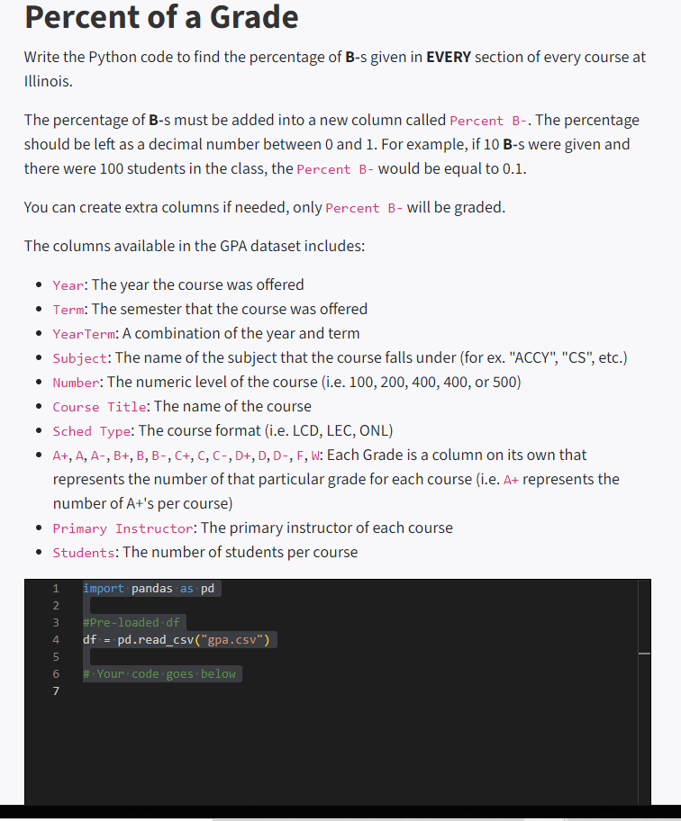 Solved Percent of a GradeWrite the Python code to find the | Chegg.com