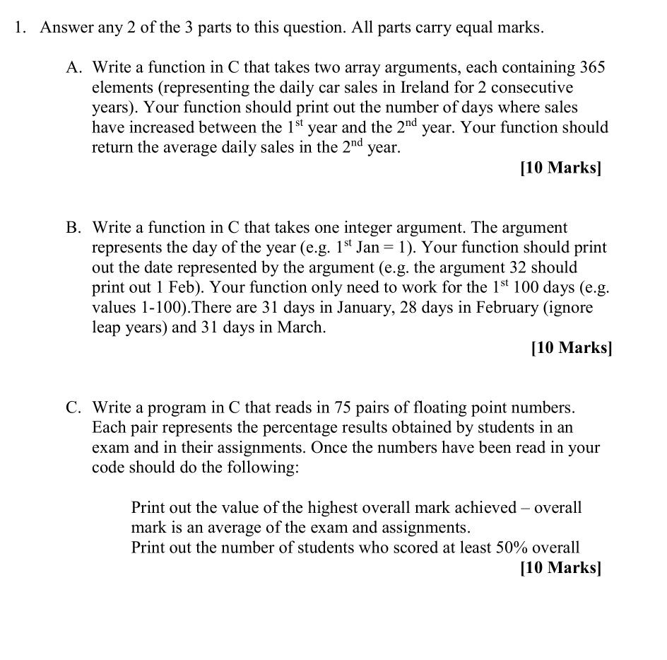 Solved 1. Answer any 2 of the 3 parts to this question. All | Chegg.com
