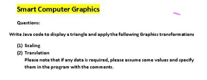 Solved Smart Computer Graphics Questions: Write Java code to | Chegg.com