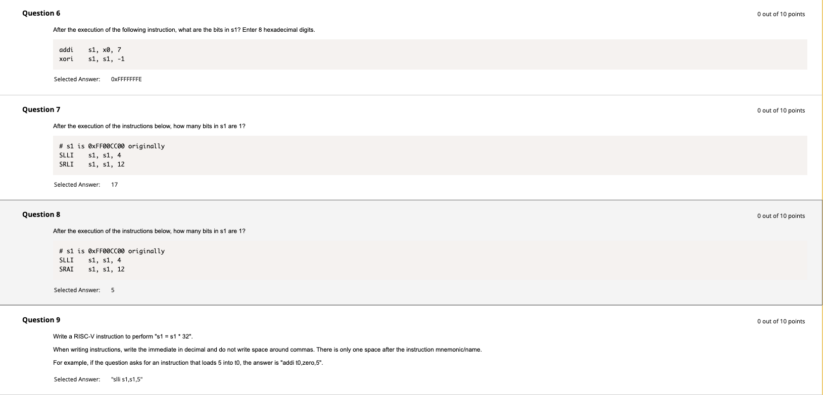 Solved Question 6 0 out of 10 points After the execution of | Chegg.com