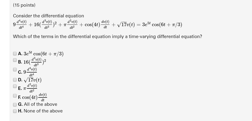 Solved (15 points) Consider the differential equation | Chegg.com