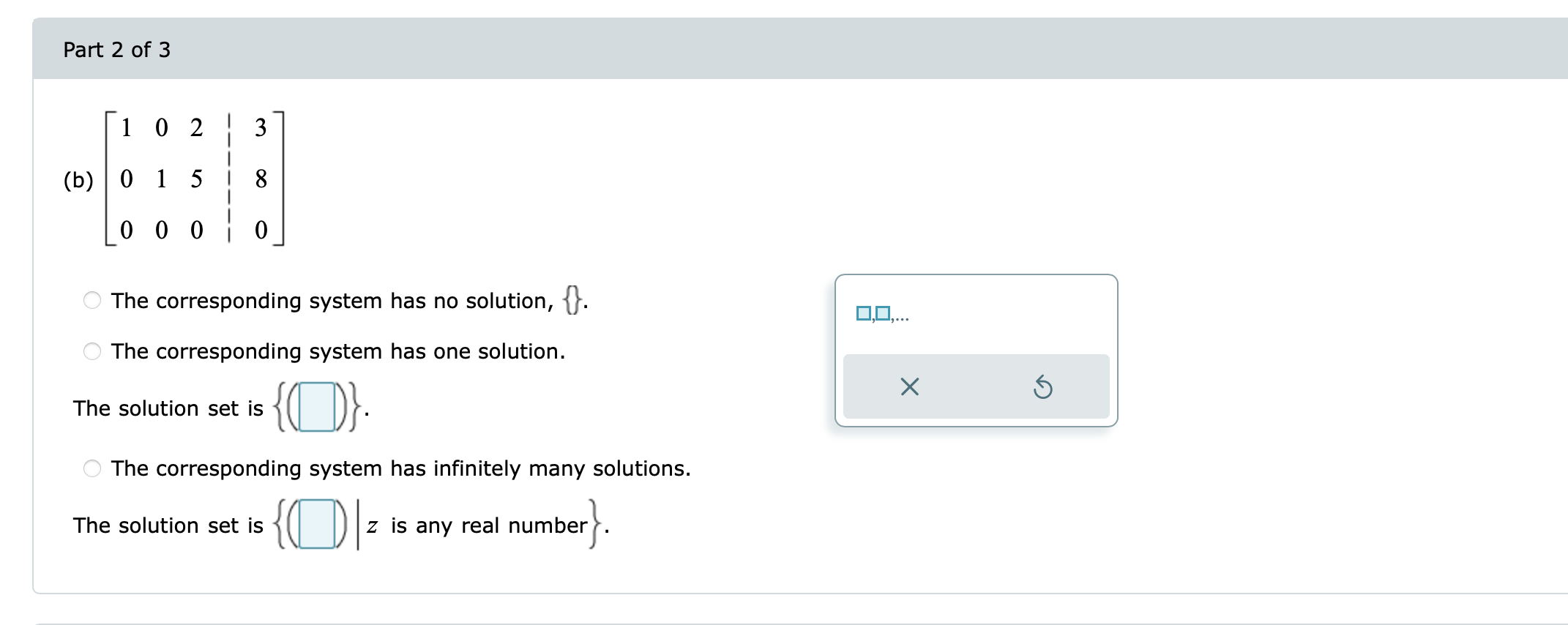 Solved Determine the solution set for the system represented | Chegg.com
