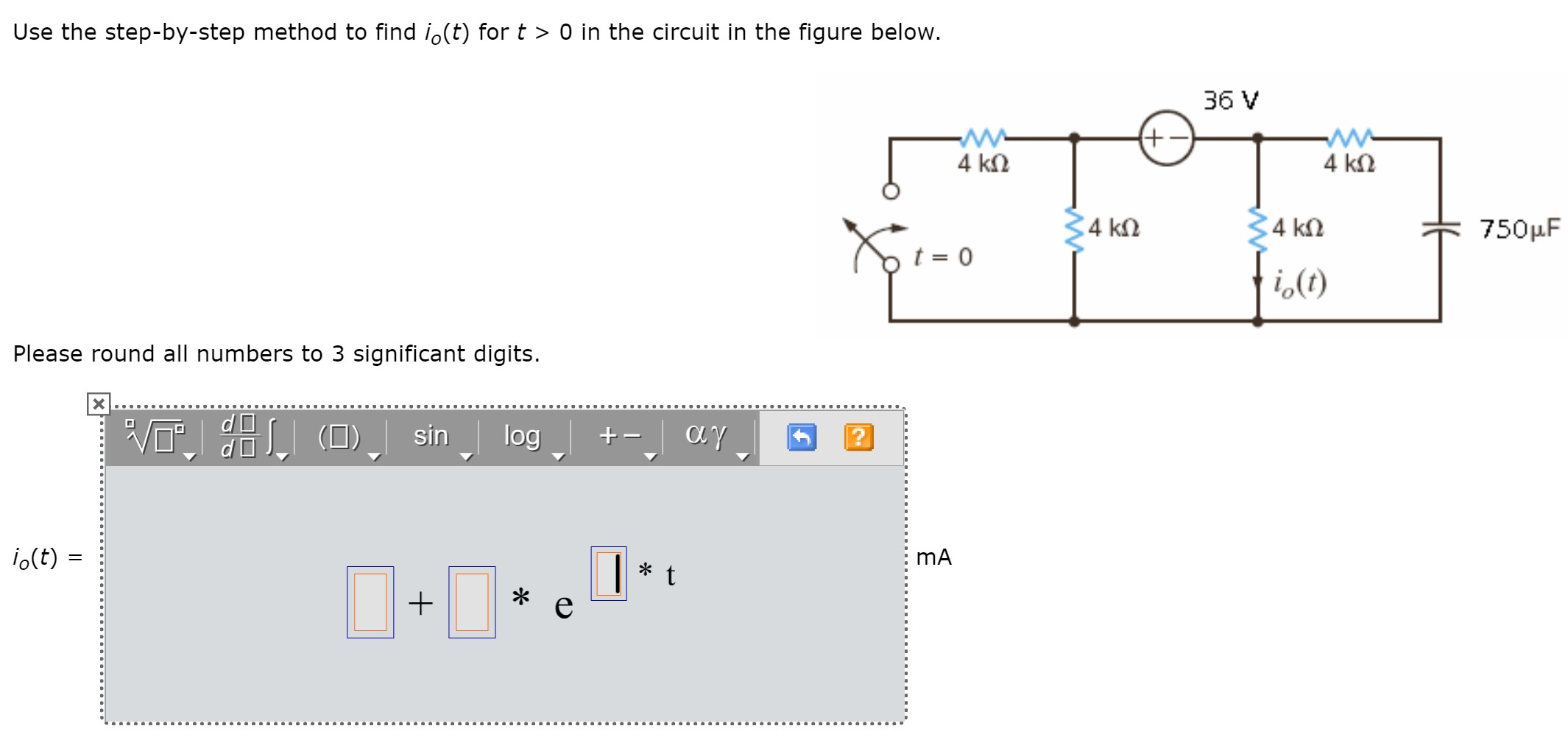 Solved Use the step-by-step method to find io(t) for t > 0 | Chegg.com