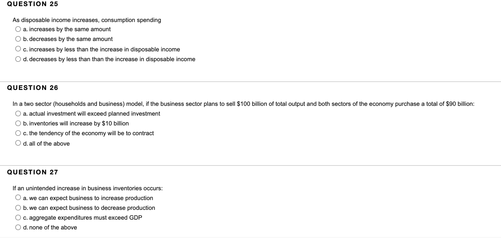 Solved QUESTION 25 As disposable income increases, | Chegg.com