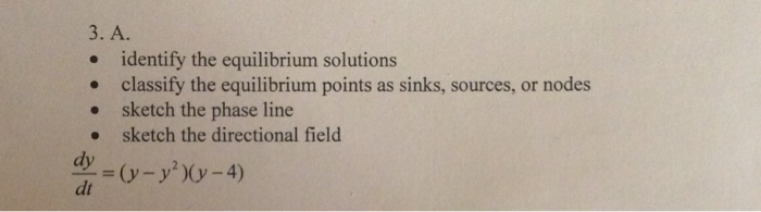 Solved 3. A identify the equilibrium solutions classify the | Chegg.com