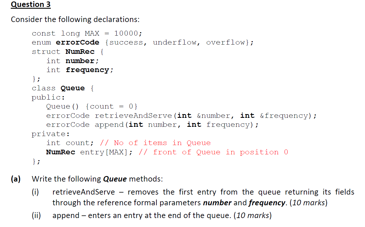 Solved Question 3 Consider the following declarations: const | Chegg.com