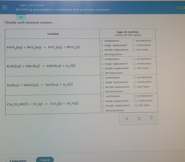 Solved O SIMPLE REACTIONS Identifying precipitation, | Chegg.com