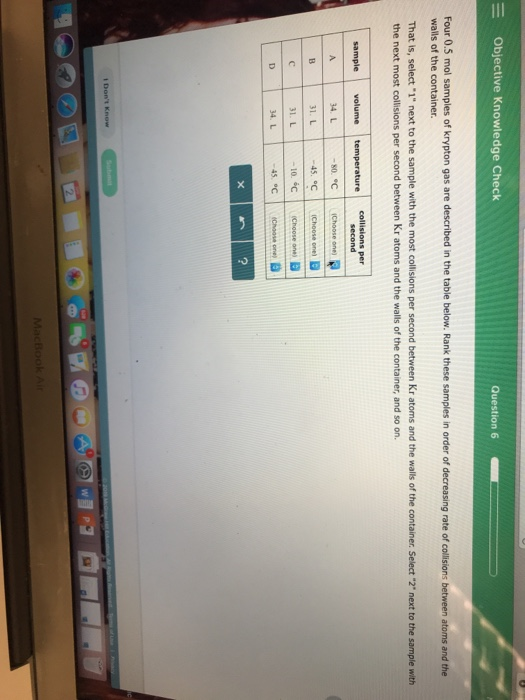 Solved Objective Knowledge Check Question 6 Four 0.5 mol | Chegg.com