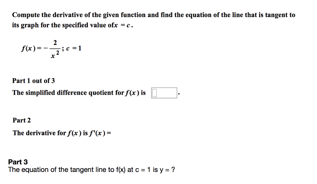 Solved Compute the derivative of the given function and find | Chegg.com