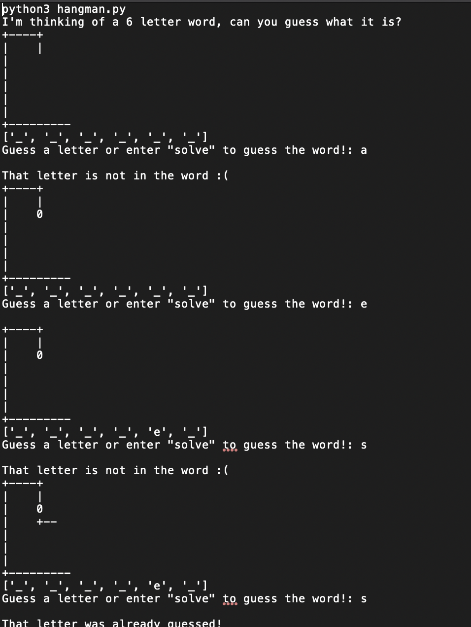 Solved 1. Write a hangman game! Your program should be named | Chegg.com