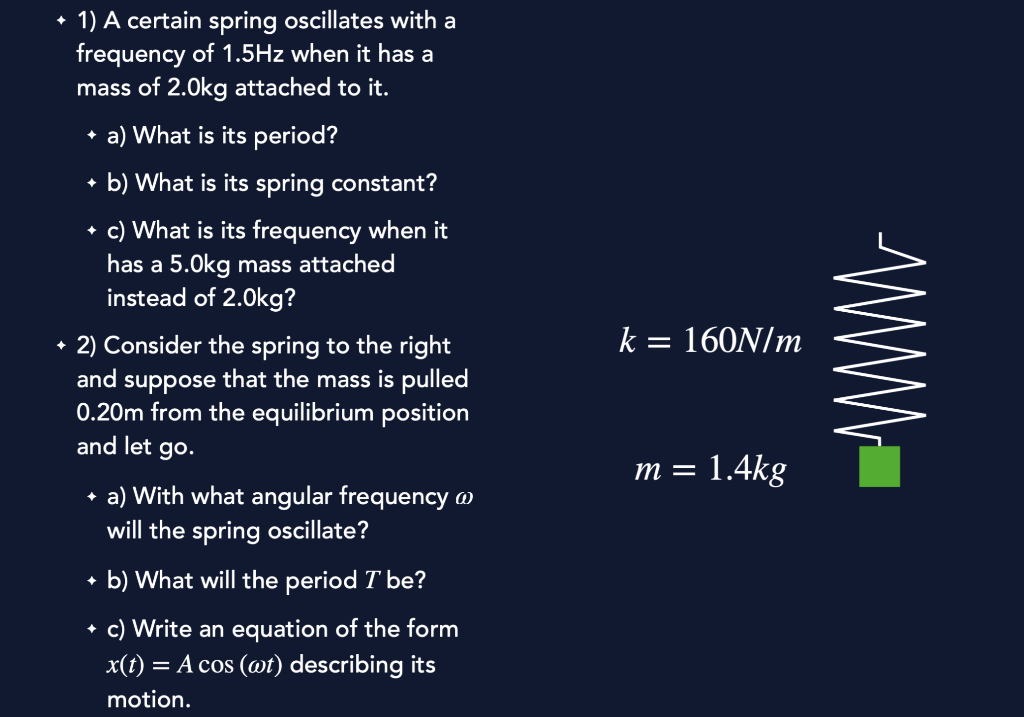 Solved + 1) A certain spring oscillates with a frequency of | Chegg.com