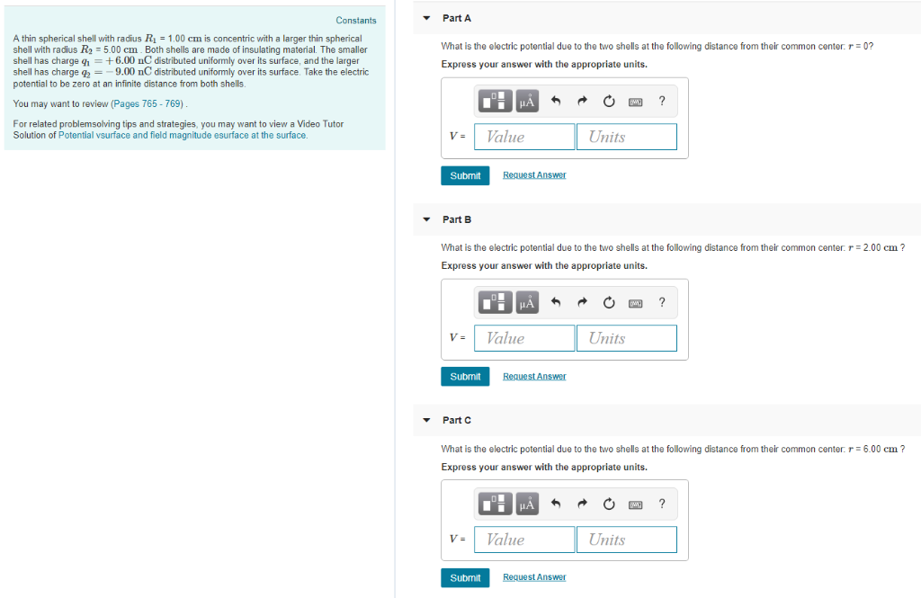 Solved Part A Constants A thin spherical shell with radius | Chegg.com