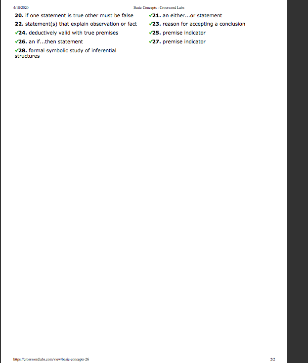 Basic Concepts Crossword Labs Basic Concepts | Chegg.com
