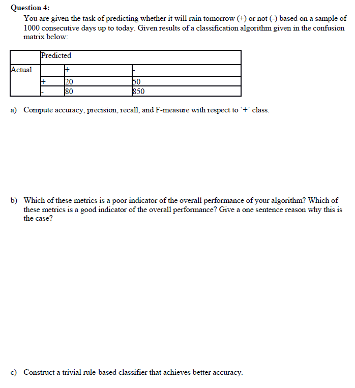 Solved Question 4: You are given the task of predicting | Chegg.com