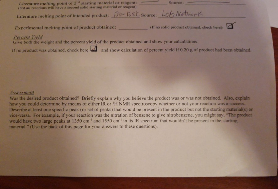 Solved Write-Up Sheet for Multi-step Synthesis Experiment | Chegg.com