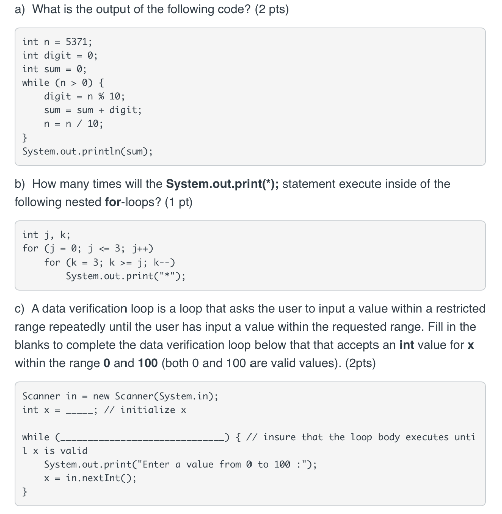 Solved a) What is the output of the following code? (2 pts) | Chegg.com