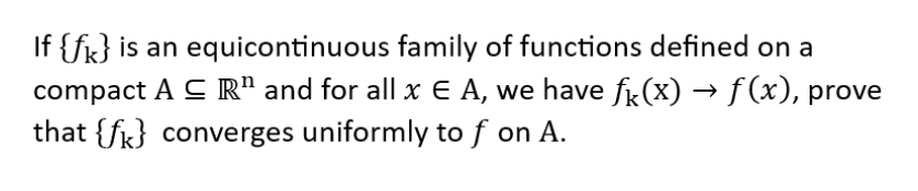 Solved If {fk} is an equicontinuous family of functions | Chegg.com