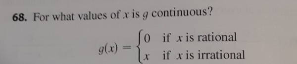 Solved 68. For what values of x is g continuous? ſo if x is | Chegg.com