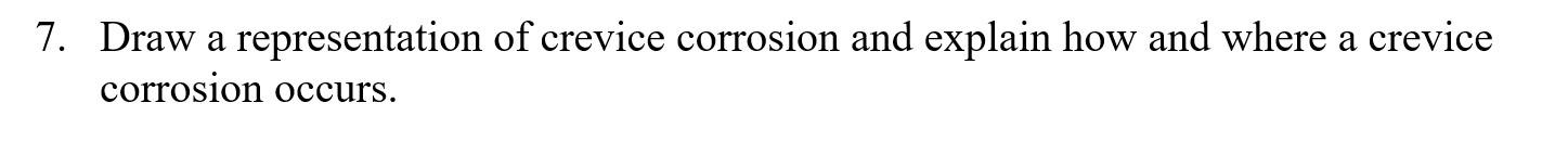 Solved 7. Draw a representation of crevice corrosion and | Chegg.com