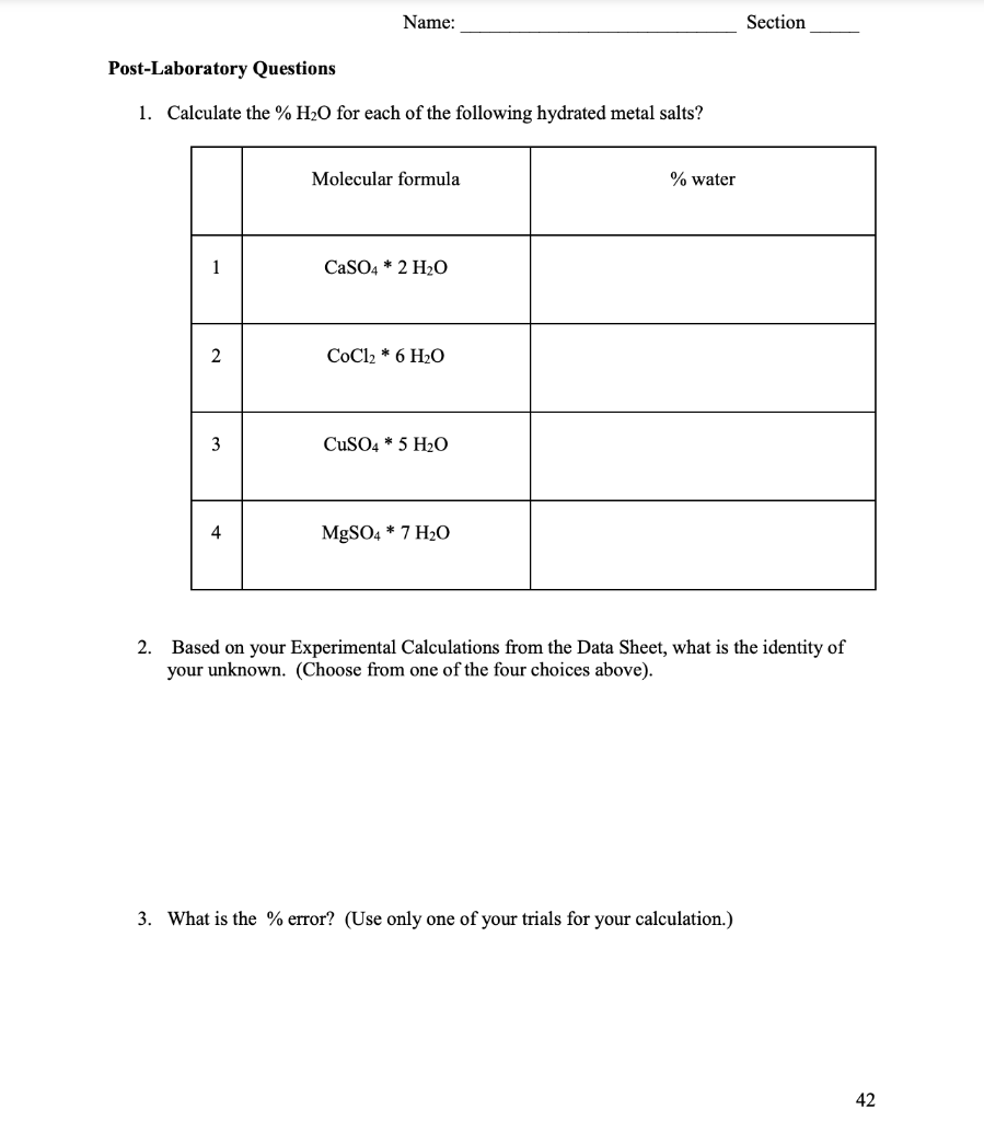 Solved Name: Section Pre-Laboratory Assignment 1. Name at | Chegg.com