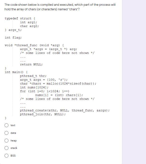 Solved The output of the code below is void *thread func | Chegg.com