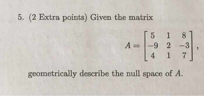 Solved Geometrically describe means to graph the null space | Chegg.com