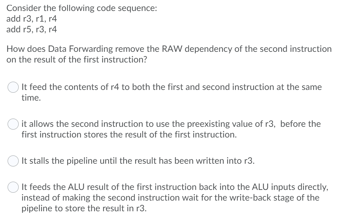 Solved Consider the following code sequence: add r3, r1, r4 | Chegg.com