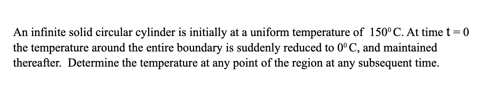 Solved An infinite solid circular cylinder is initially at a | Chegg.com