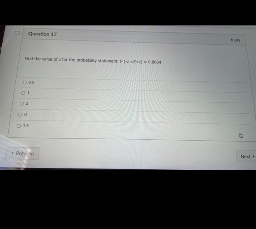 Solved Find the value of z for the probability statement: | Chegg.com