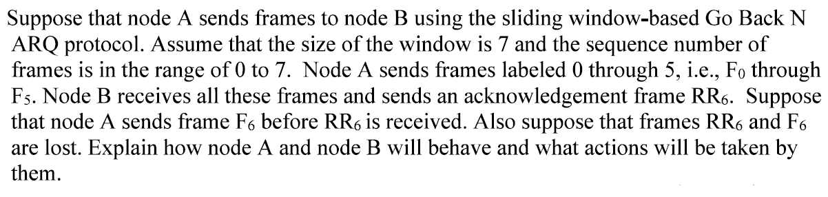 Solved Suppose that node A sends frames to node B using the | Chegg.com
