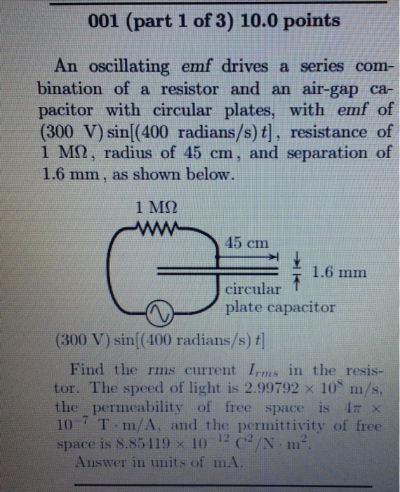 Solved 002 (part 2 of 3) 10.0 points Find the rms value of | Chegg.com