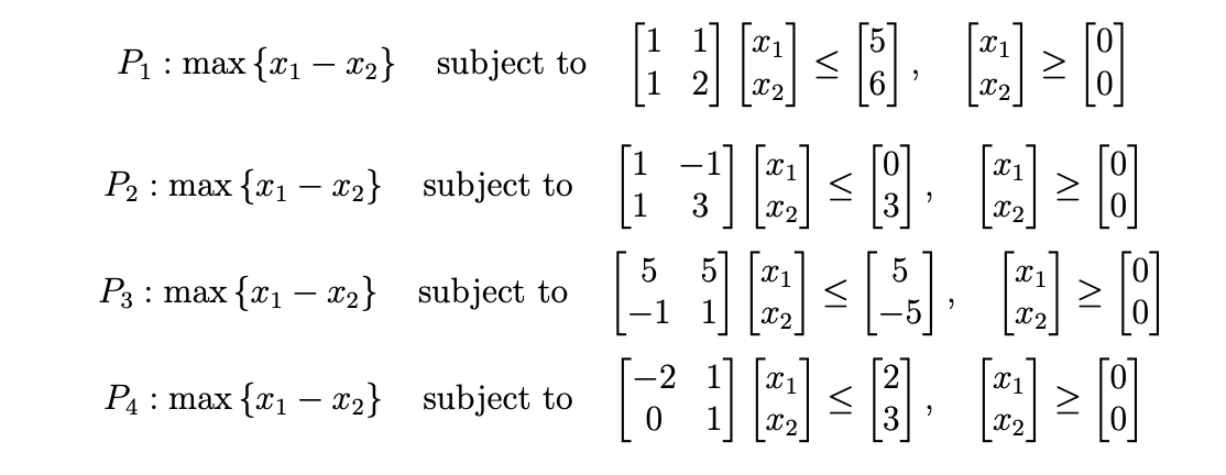 Solved Consider the following four linear programs:Answer | Chegg.com