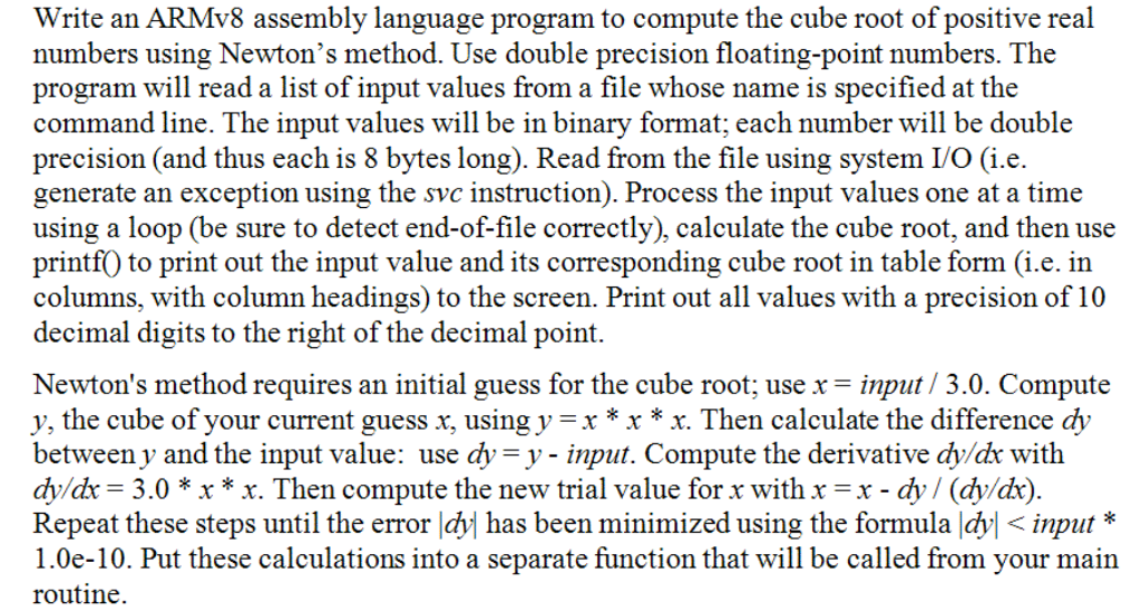 Write an ARMv8 assembly language program to compute | Chegg.com