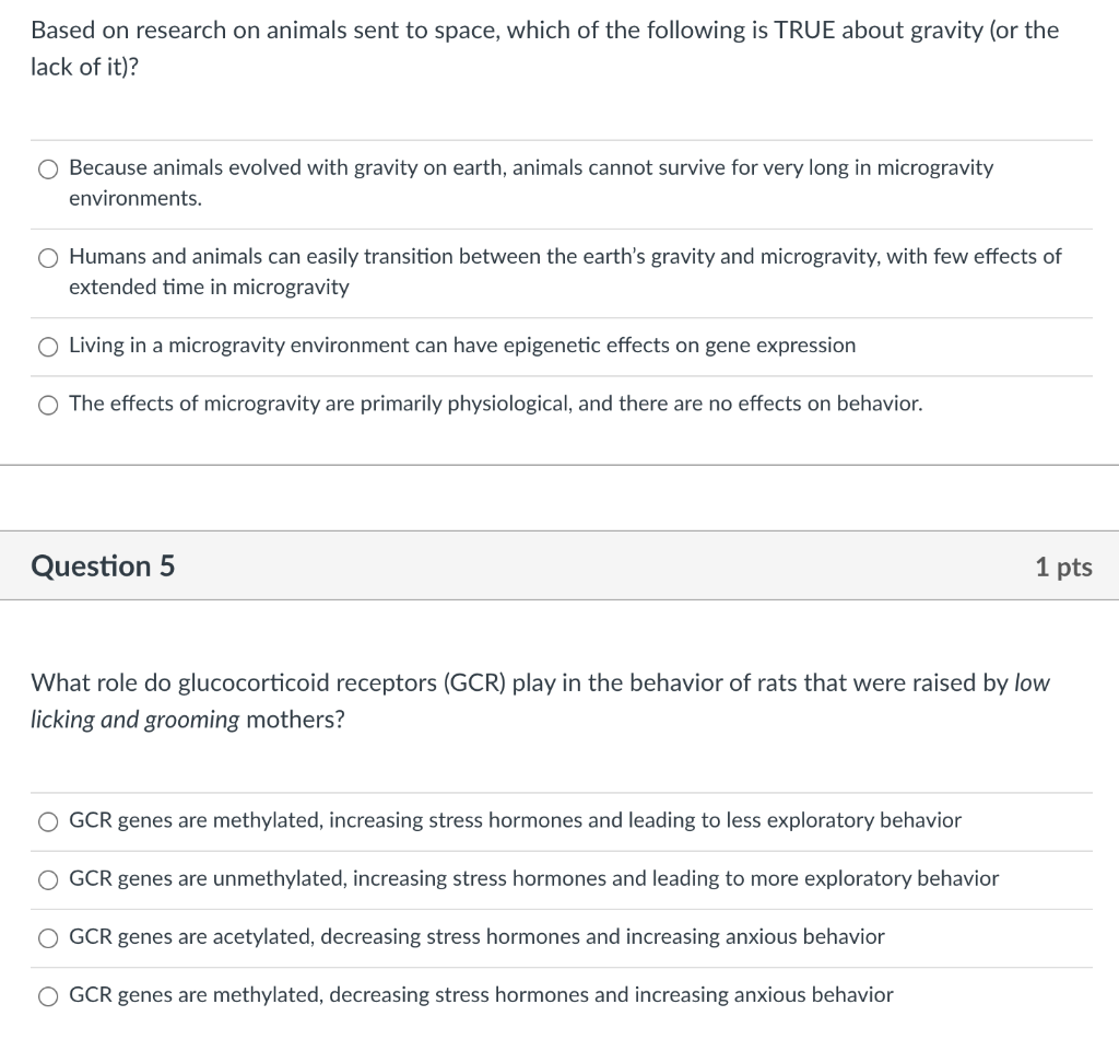 Solved Based on research on animals sent to space, which of | Chegg.com