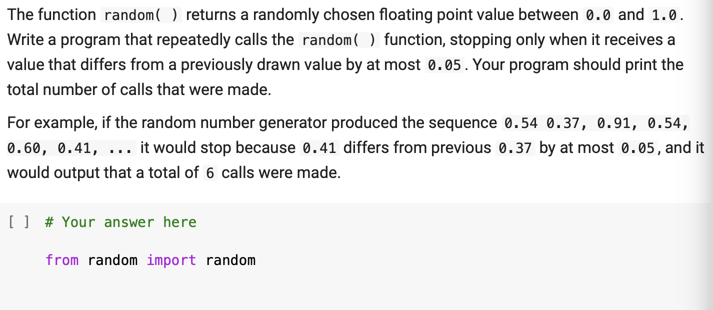 Solved The function random() returns a randomly chosen | Chegg.com