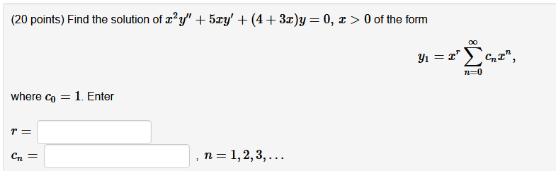 Solved (20 ﻿points) ﻿Find the solution of | Chegg.com