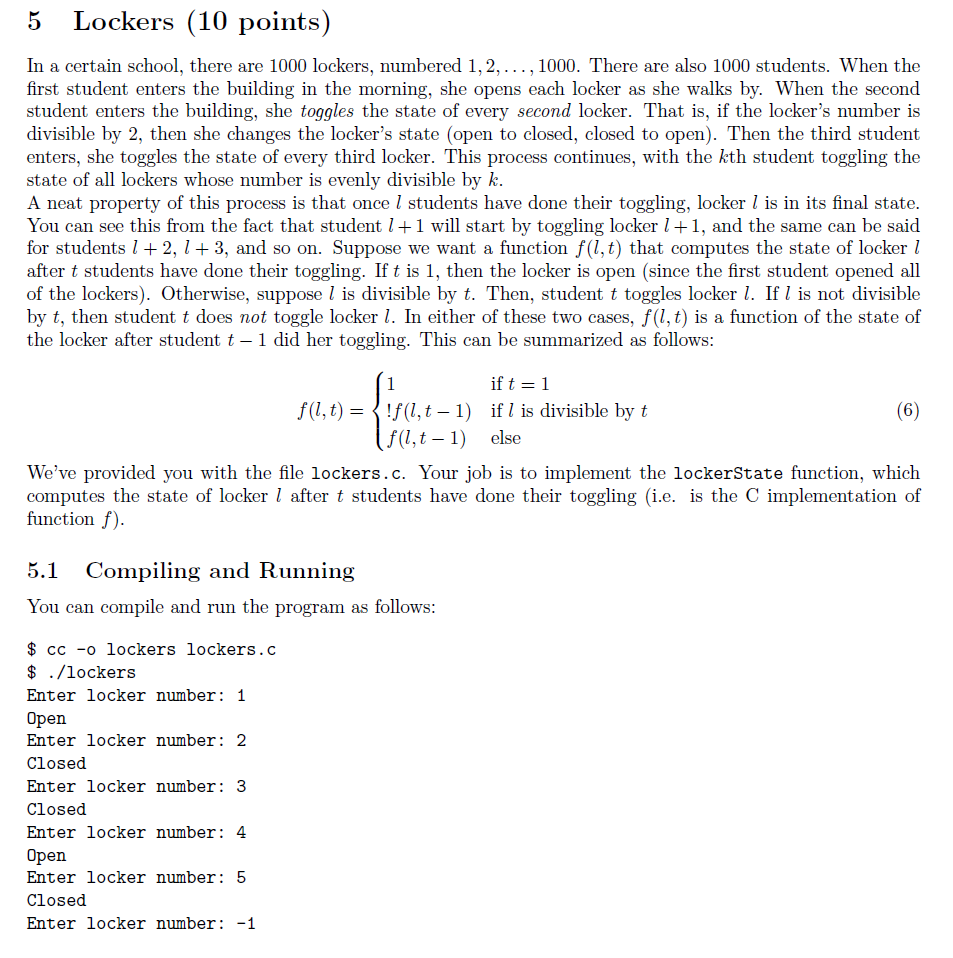 Solved 5 Lockers (10 points) In a certain school, there are | Chegg.com
