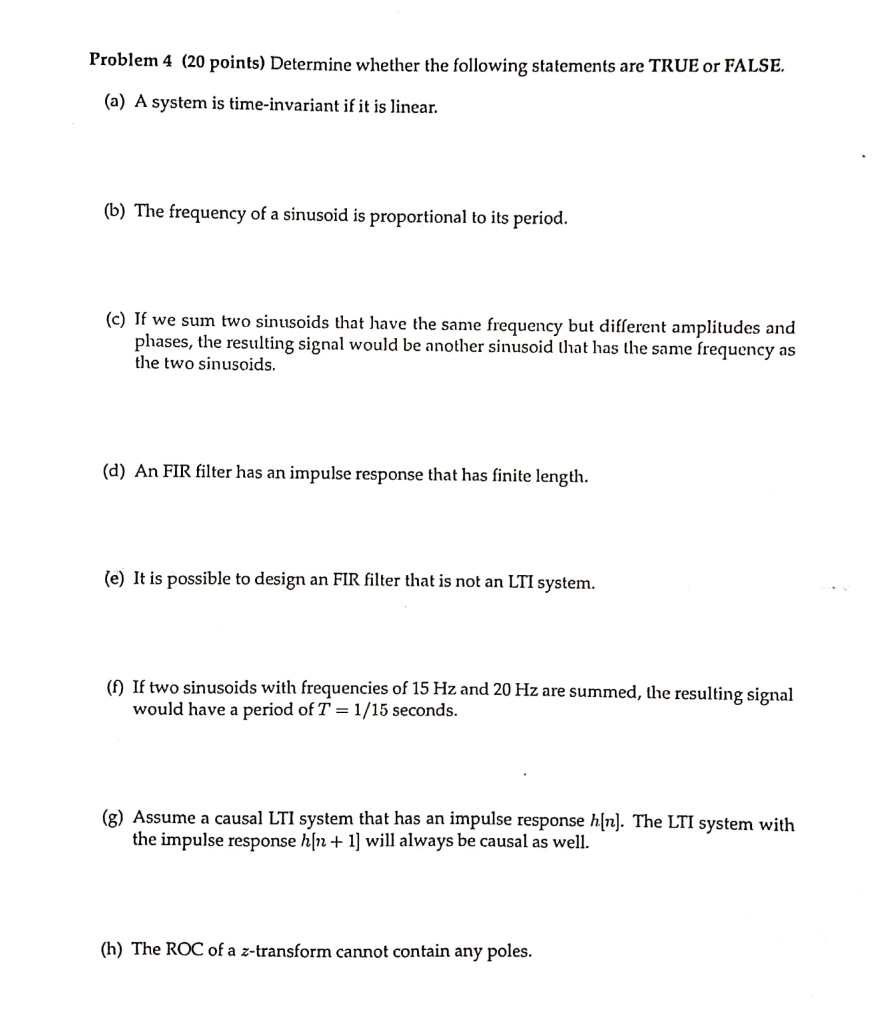 Solved Problem 4 (20 points) Determine whether the following | Chegg.com
