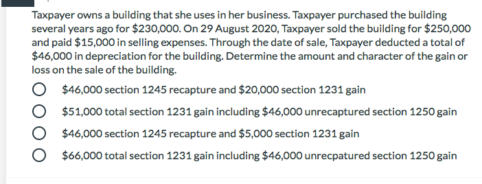 Solved Taxpayer owns a building that she uses in her | Chegg.com