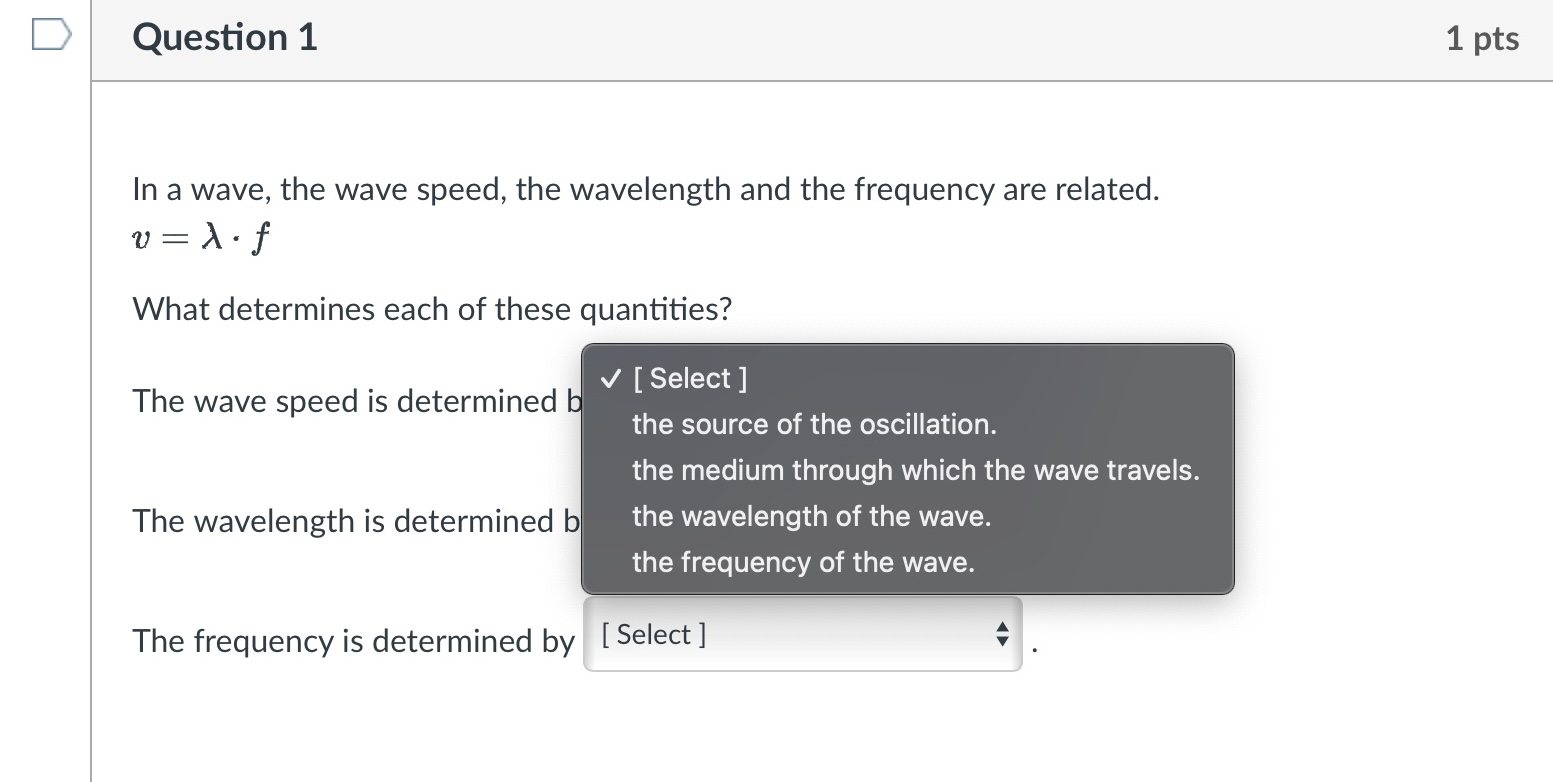 Solved Question 11 ﻿ptsIn a wave, the wave speed, the | Chegg.com